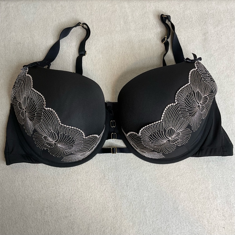 Cacique Push Up Bra Boost Balconette Black Lace Trim … - Gem